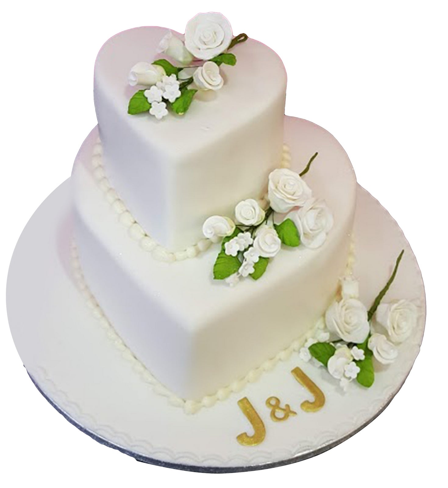 White Heart Shape Two Tier Wedding Cake - Order Online! – Cakeforestlondon